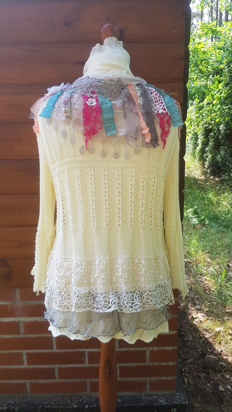 Art to Wear, Ornate Jacket, Upcycled Jacket, Romantic Vintage Jacket, Wearable Art, Hand ...