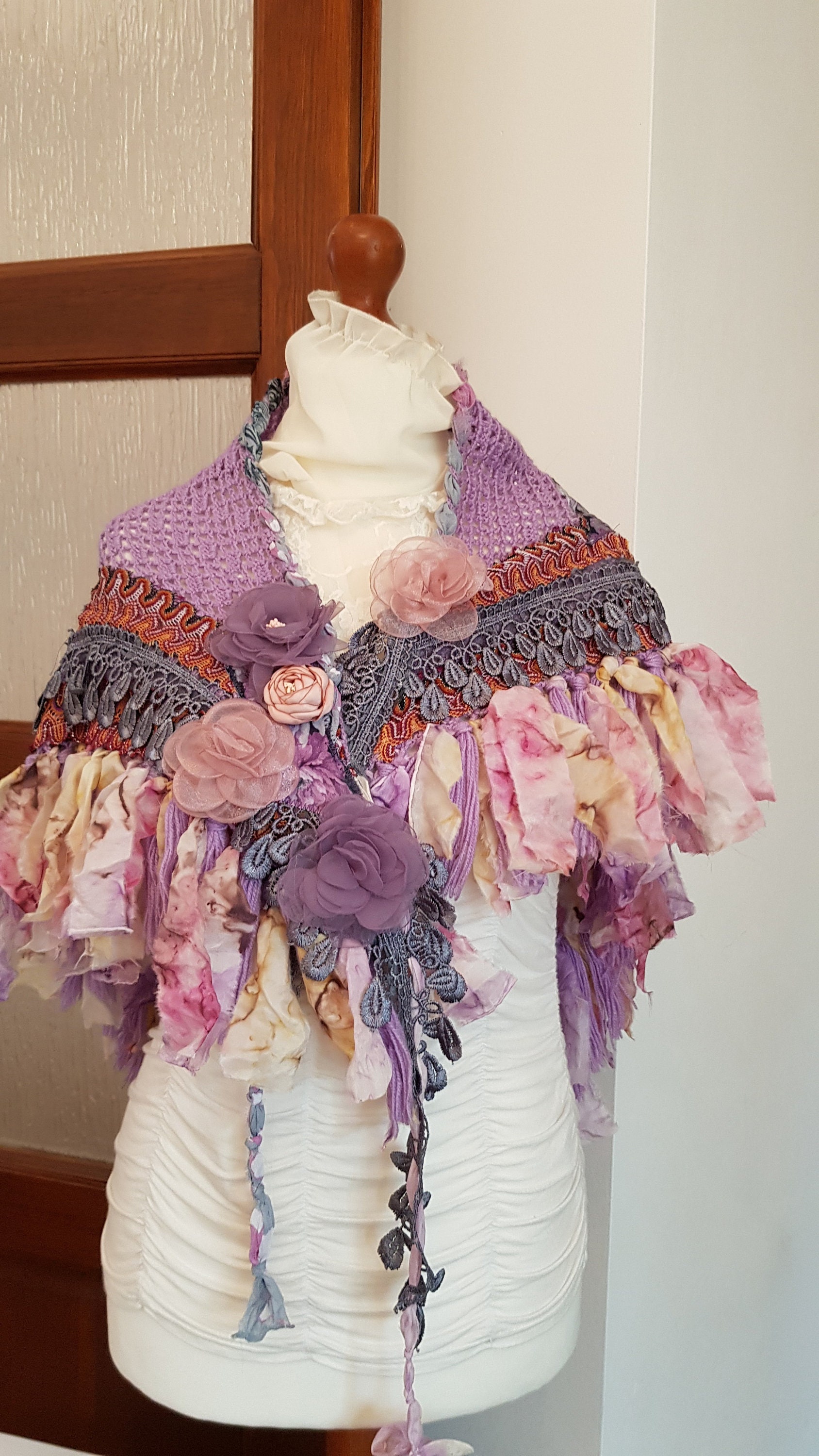 Bohemian Shawl Scarf Unique Wearable Art Gypsy Scarf Hand Made Scarf - Etsy