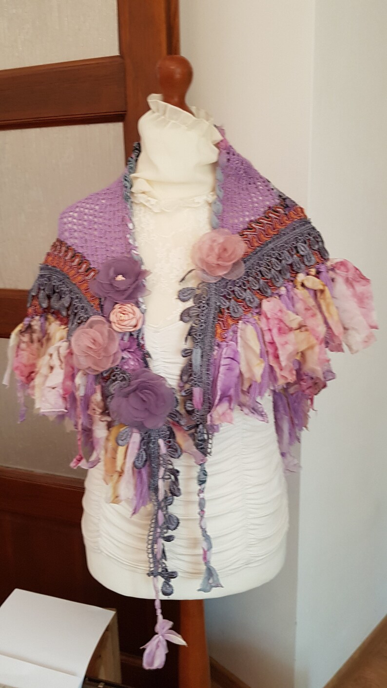 Bohemian Shawl Scarf Unique Wearable Art Gypsy Scarf Hand Made Scarf - Etsy