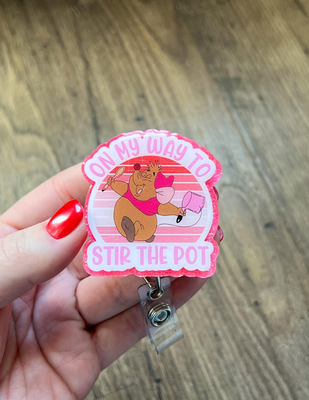 On My Way to Stir the Pot Cartoon Mouse Badge Reel Gifts for Nurses ...