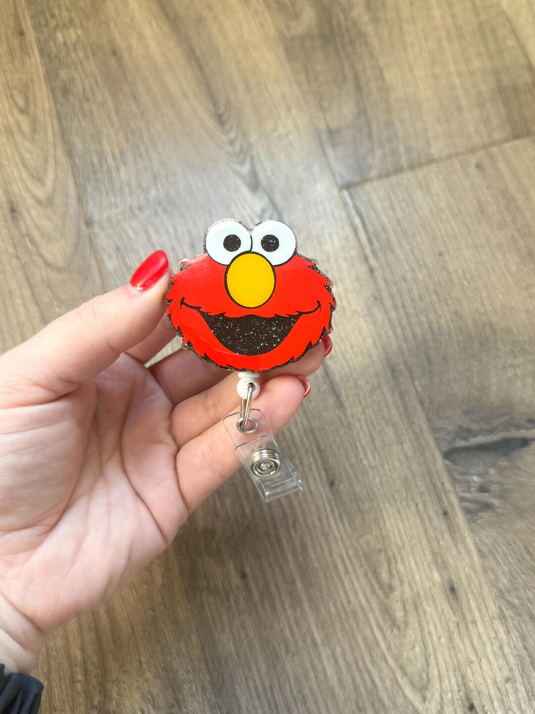 Cute Red Fuzzy Monster Puppet Badge Reel Gifts for Nurses Glitter Badge ...