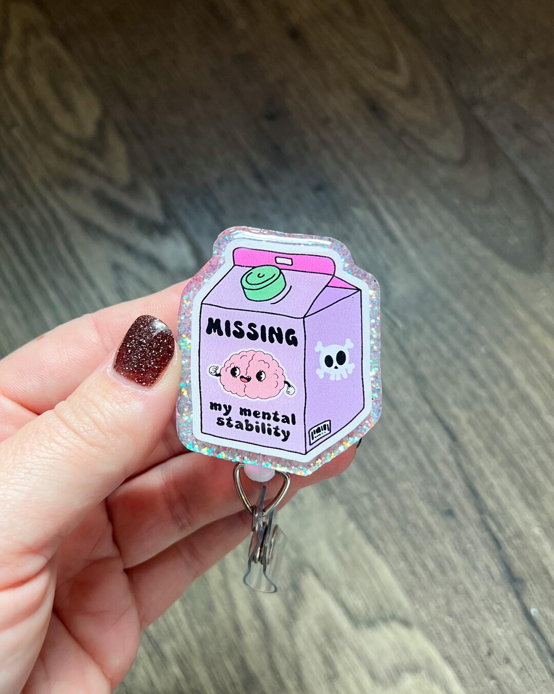 Missing Mental Stability Milk Carton Badge Reel | Gifts for Nurses ...