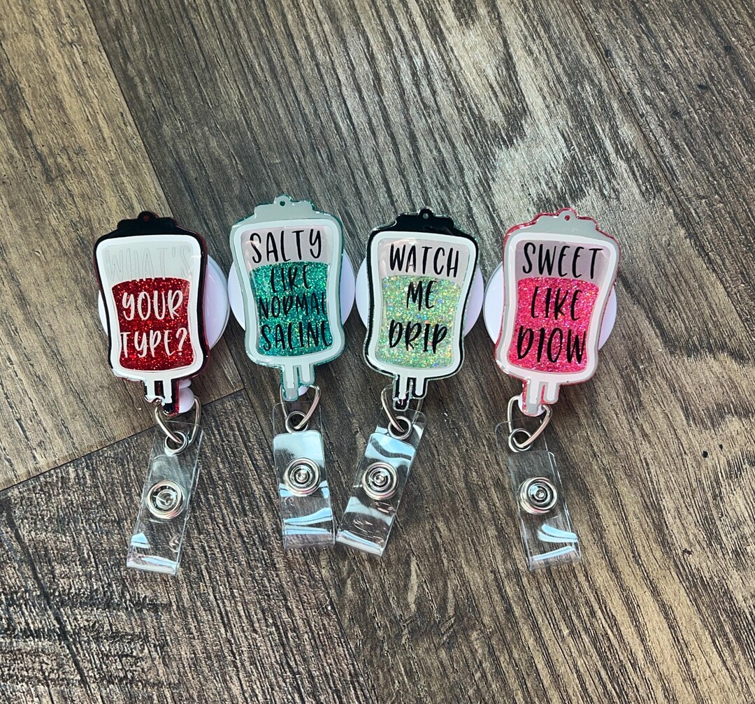 Funny IV Fluids Bag Badge Reels Nurse Badge Reel Gift for Nurses ...