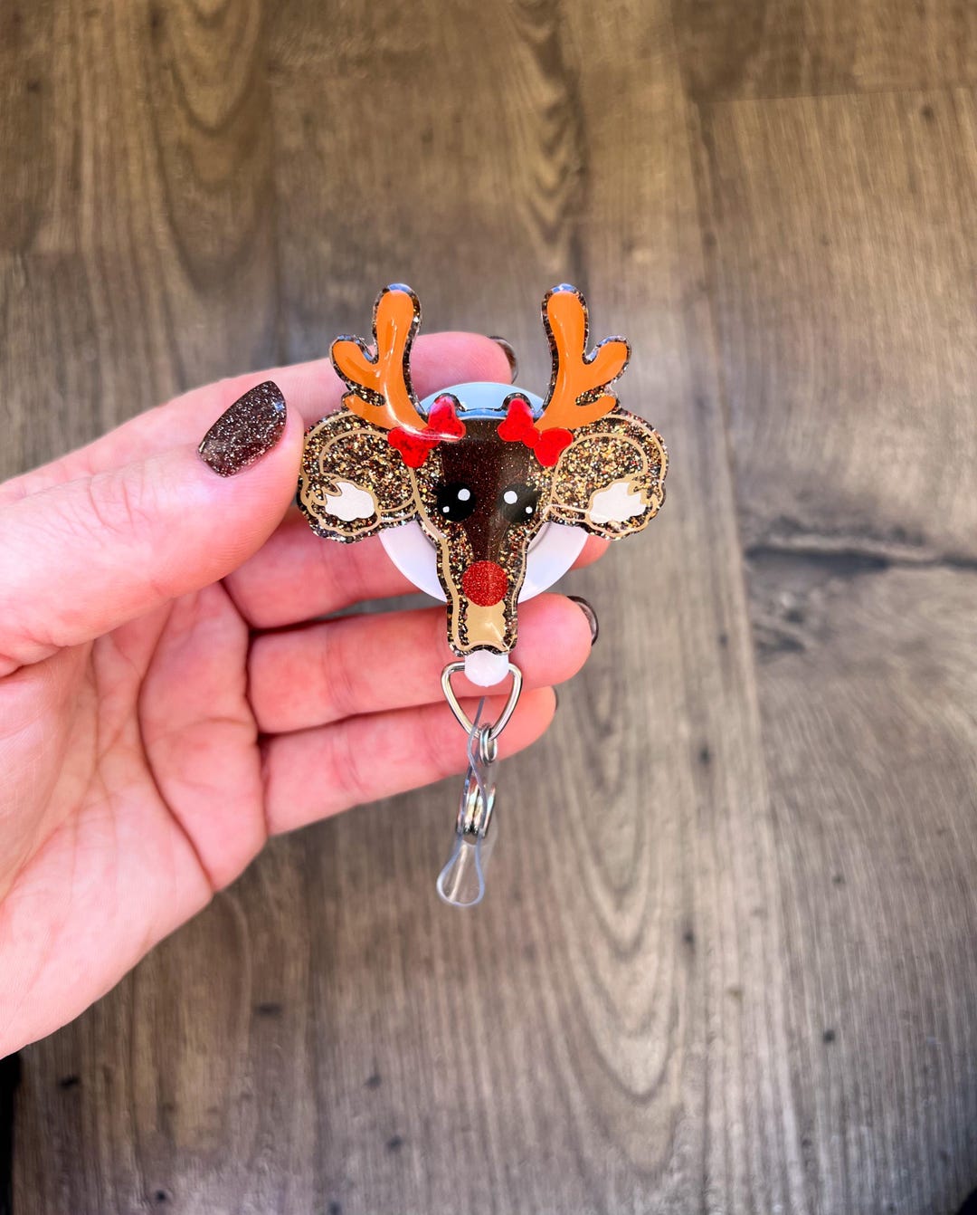 Christmas Red Nose Reindeer Uterus Badge Reel Nursing Gifts for Nurses ...