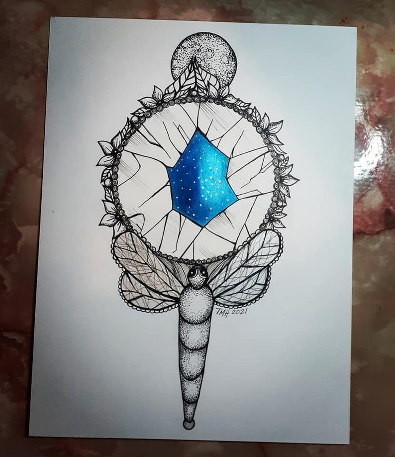 ORIGINAL DRAWING dragonfly Mirror - Etsy