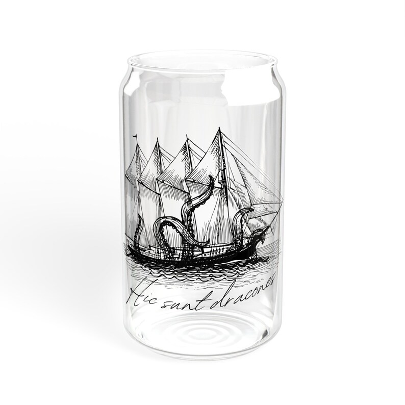 Hic Sunt Dracones Sipper Glass – 16oz Medieval Map-inspired Tumbler ...