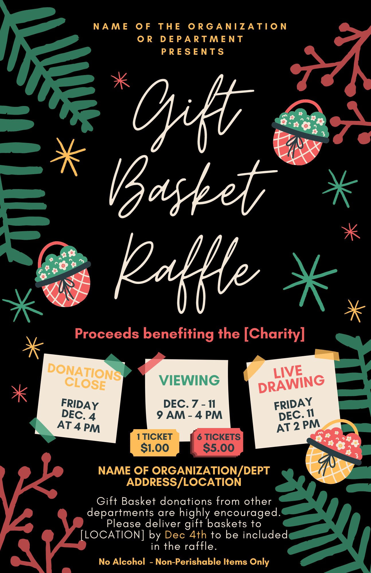 Canva Digital Template for a Gift Basket Raffle - 5.5"x8" - Etsy