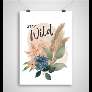 Printable Inspirational Poster "stay Wild" - 8.5x11 Portrait - Etsy