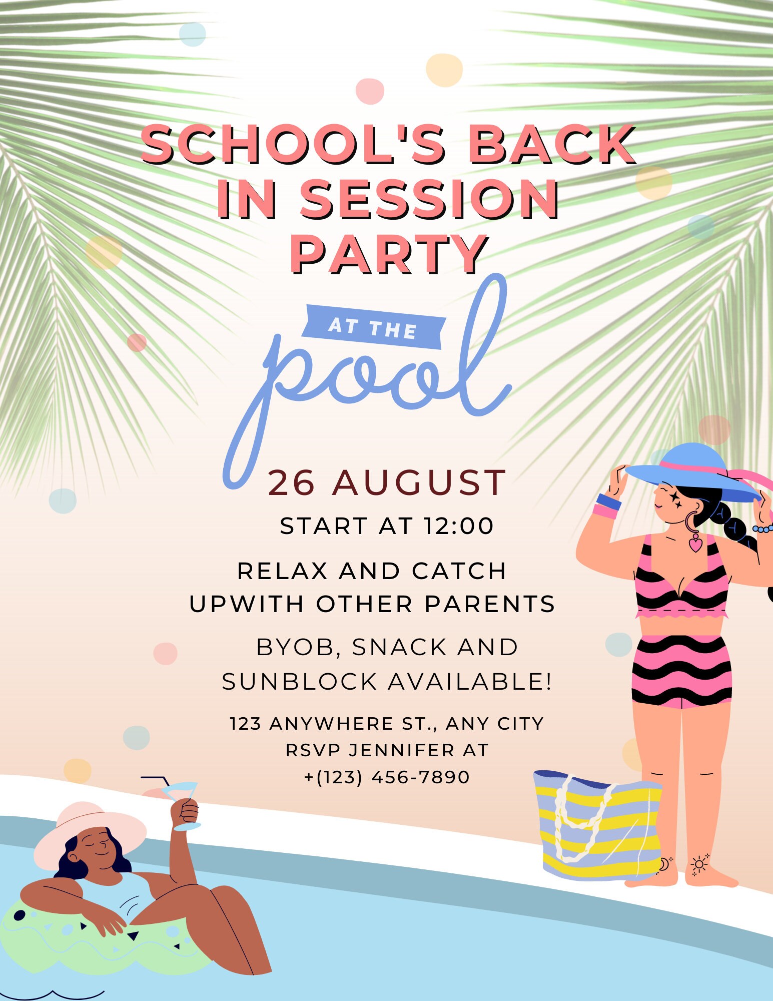 Canva Digital Template - Party Invitation - Schools in Session Pool ...
