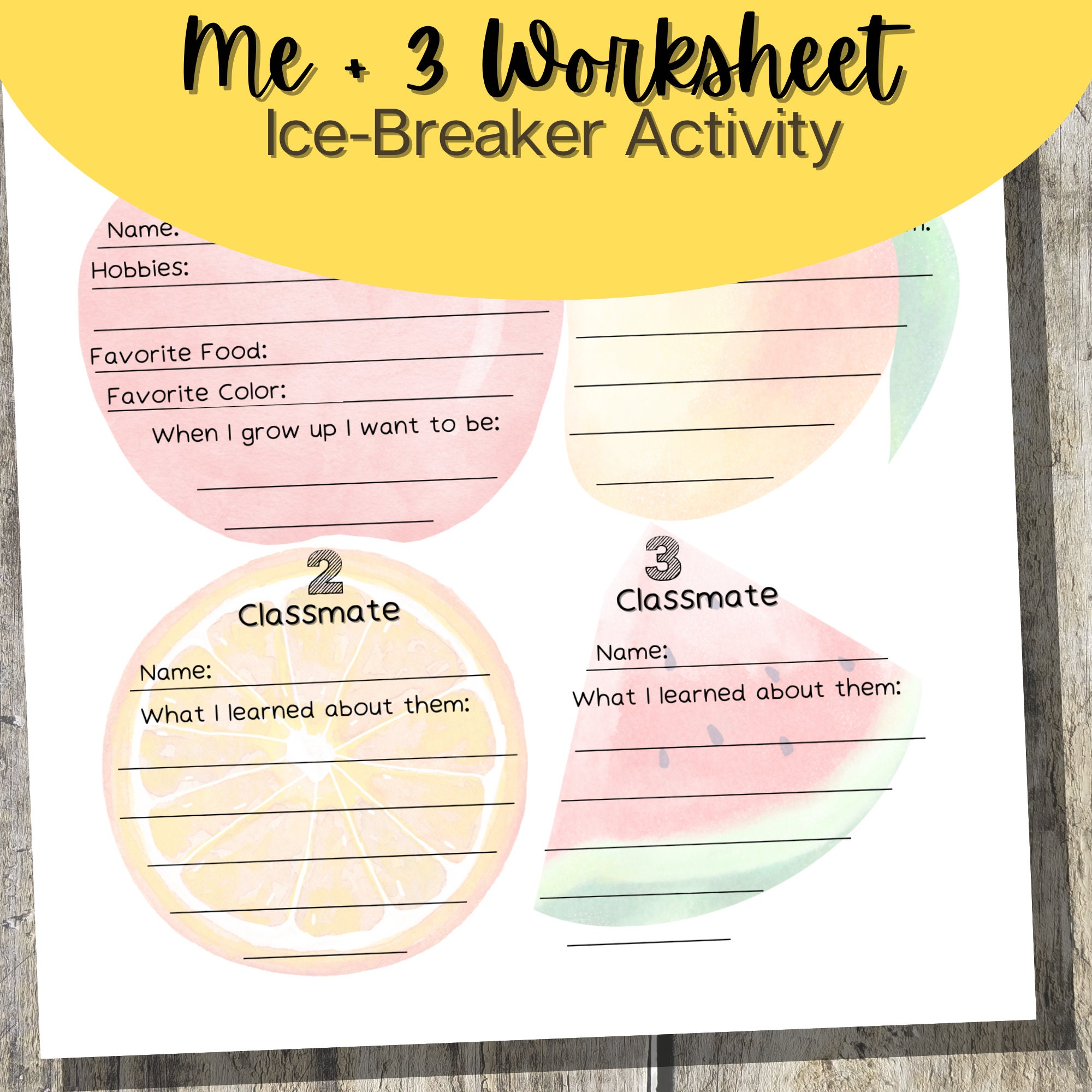 Printable - Me + 3 - Activity Worksheet for First Week of School - Ice ...