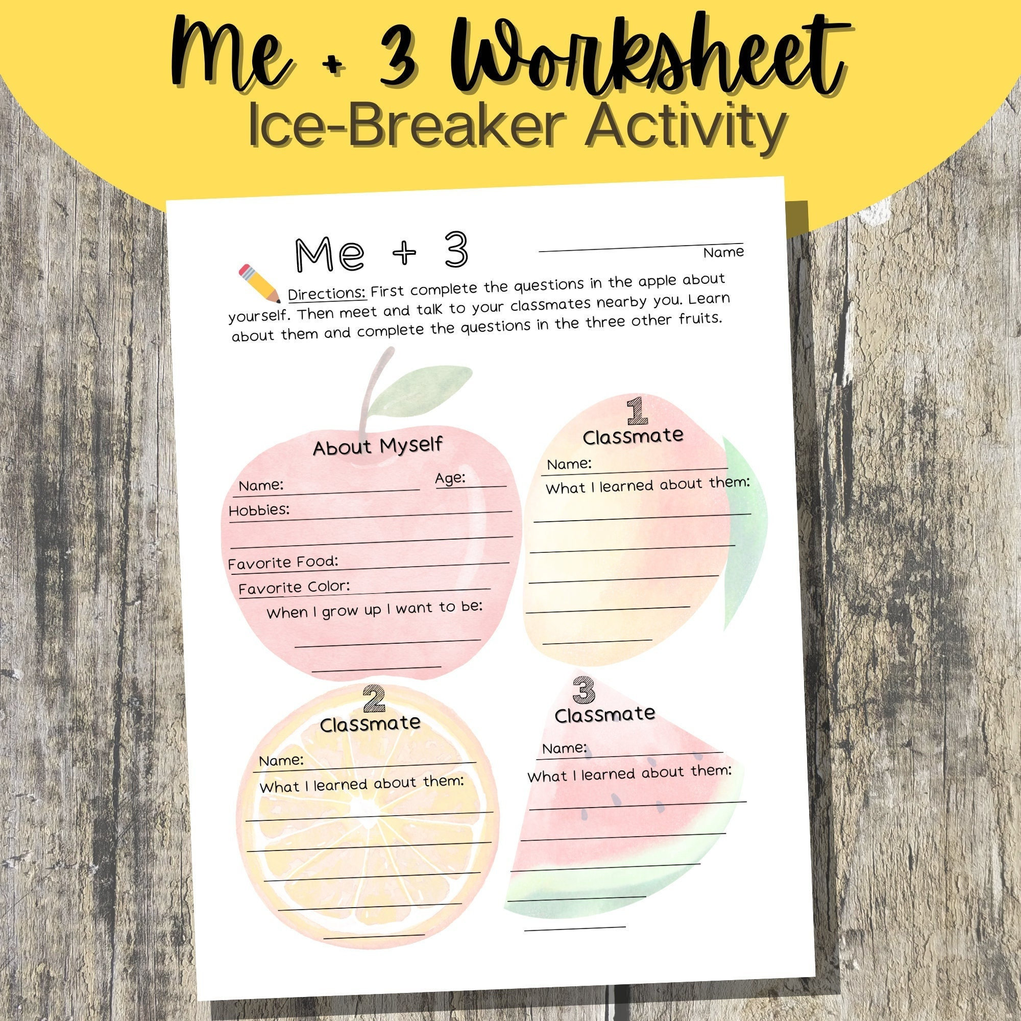 Printable - Me + 3 - Activity Worksheet for First Week of School - Ice ...