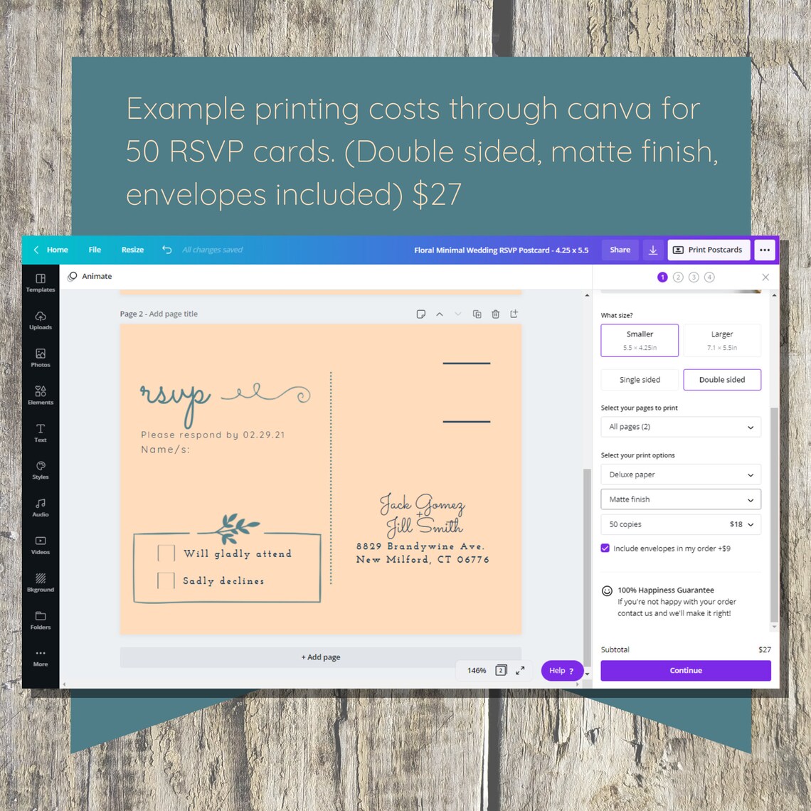 Canva Digital Template Package Floral Minimal Wedding - Etsy