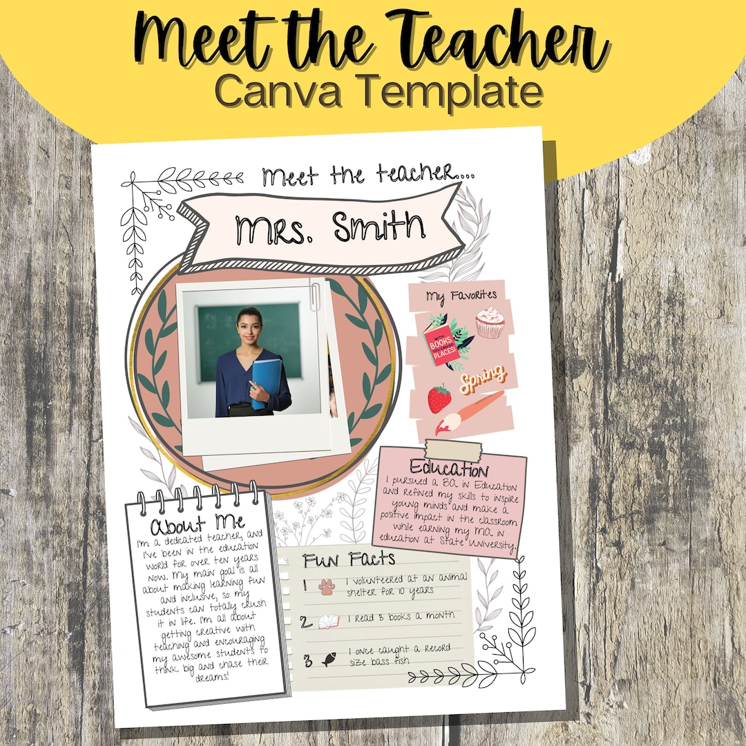 Canva Digital Template - Meet the Teacher - Printable for Back to ...