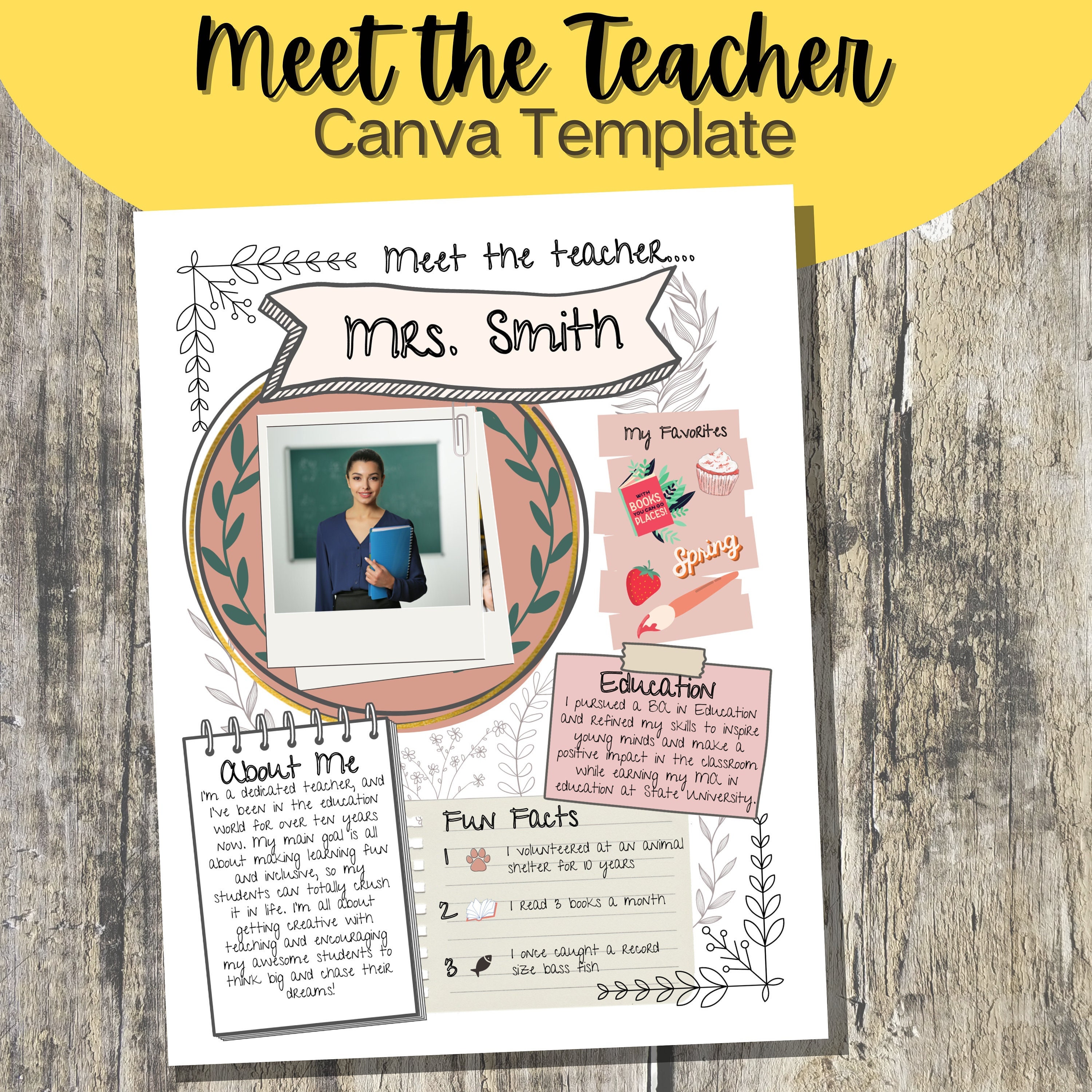 Canva Digital Template - Meet the Teacher - Printable for Back to ...