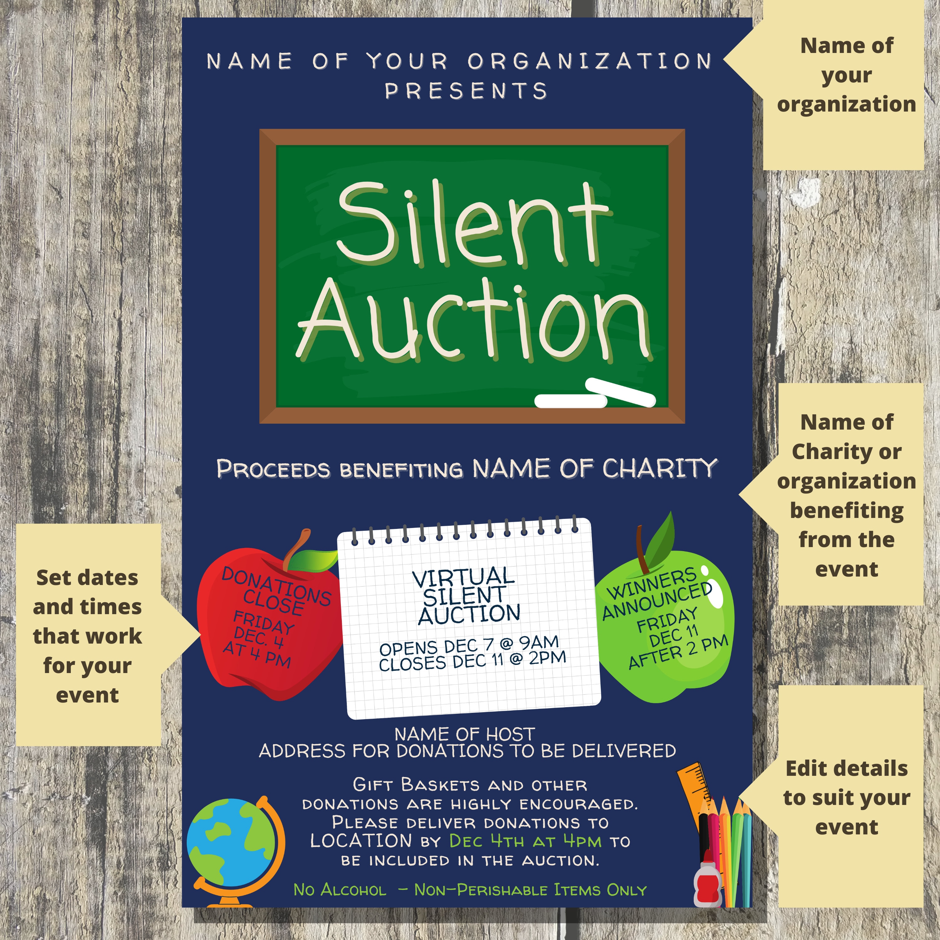 Canva Digital Template for a Silent Auction or Fundraising Flyer - 5.5 ...