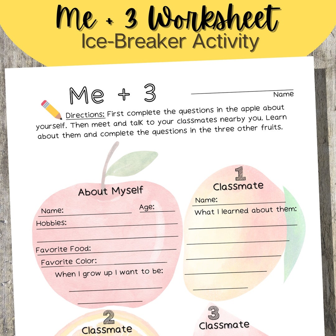 Printable - Me + 3 - Activity Worksheet for First Week of School - Ice ...