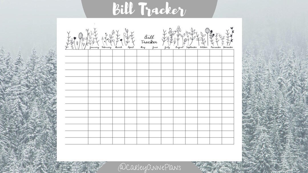 Floral Bill Tracker for Planner (8.5" X 11" US Letter) - Etsy