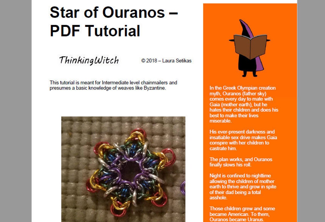 Chainmaille Tutorial - PDF - Star of Ouranos Chainmail Pendant - 6 ...