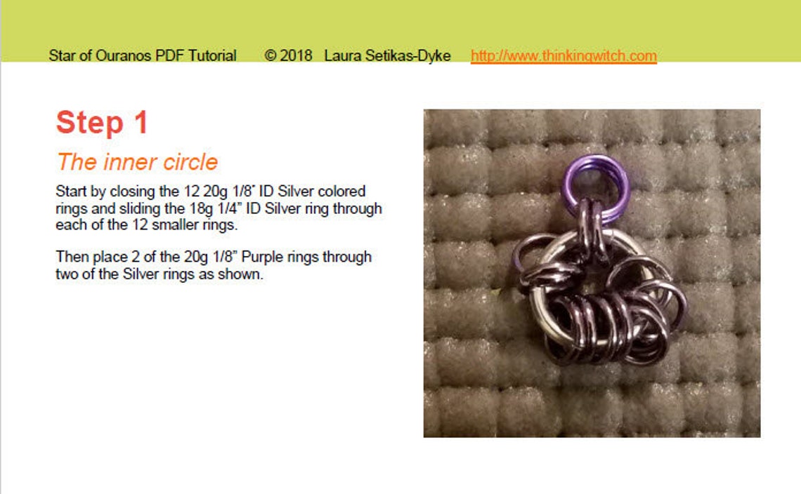Chainmaille Tutorial - PDF - Star of Ouranos Chainmail Pendant - 6 ...