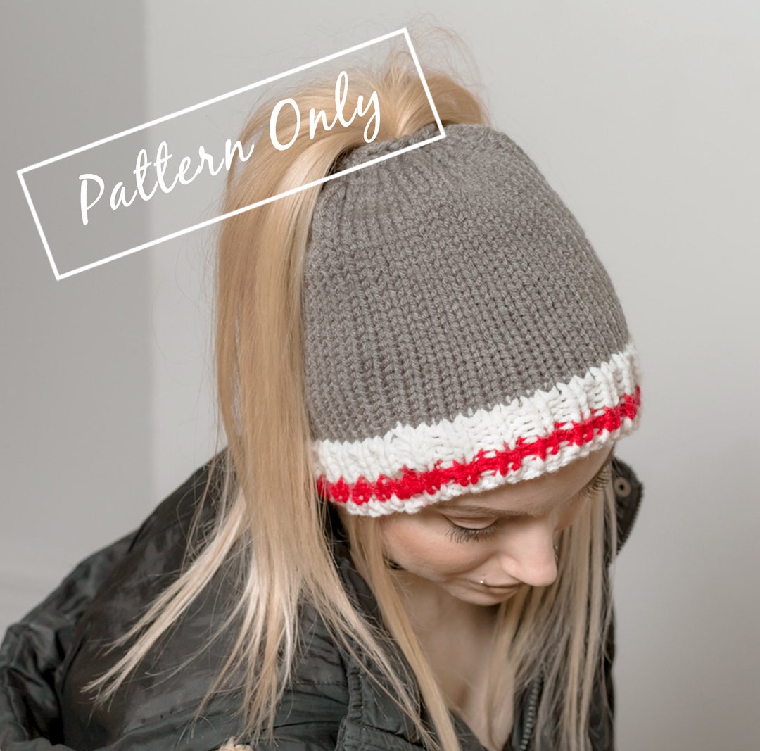 Ponytail Hat Pattern Knitting Pattern Hair Hole Hat Pattern - Etsy