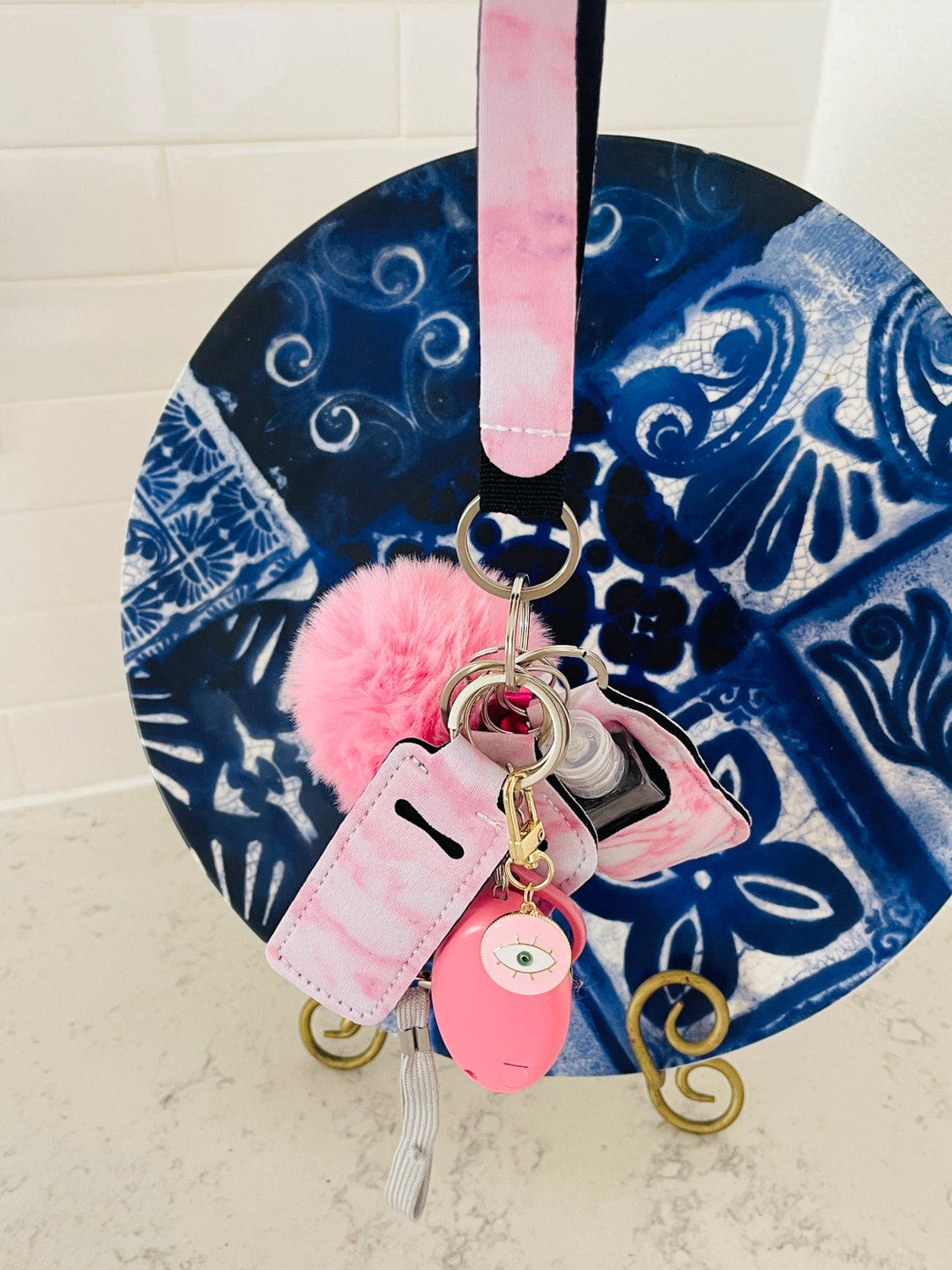 Evil Eye Protection Keychain Setkey Chains/pink Key Chain - Etsy