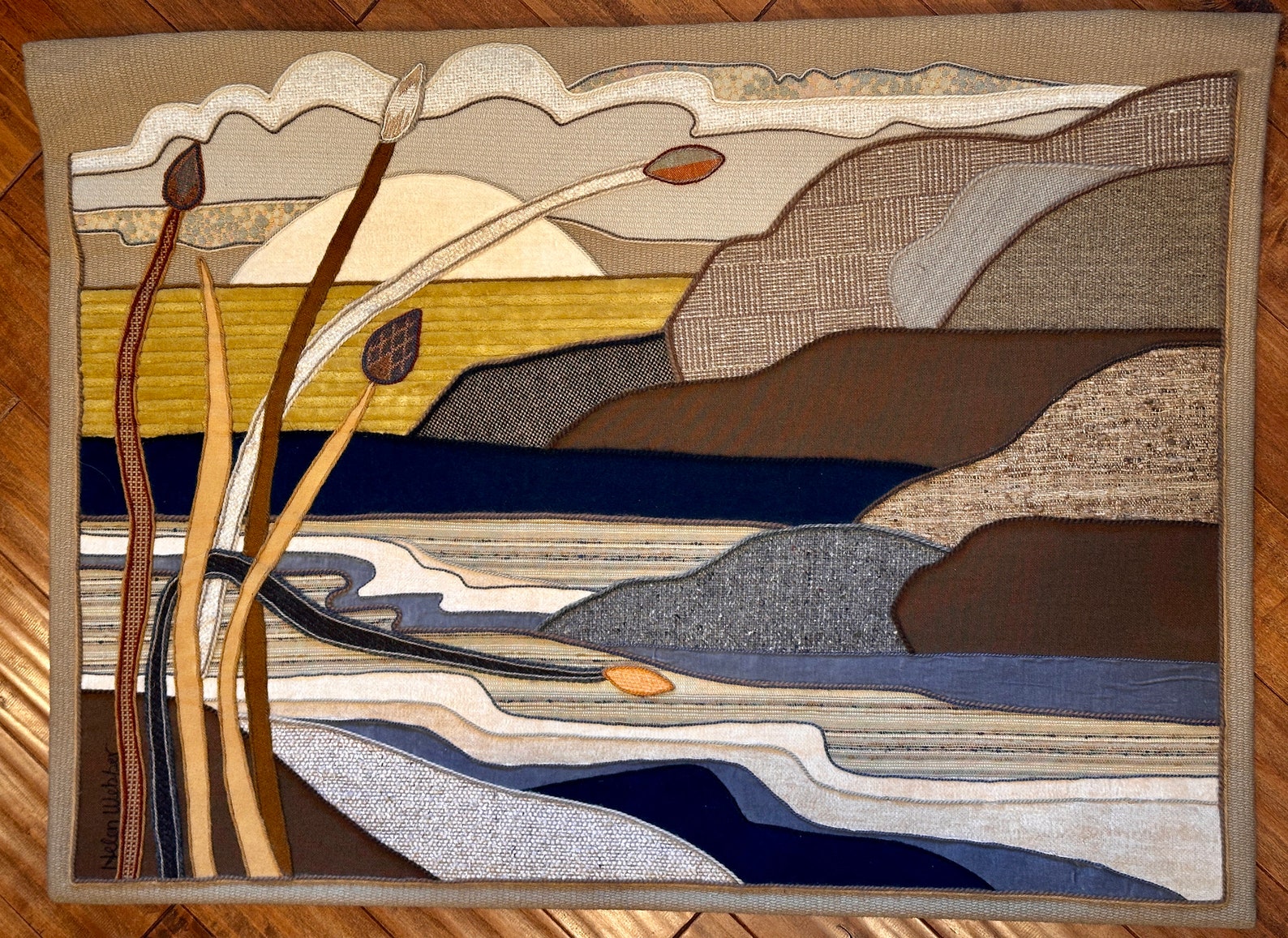 Helen Webber Fabric Collage Tapestry (possibly Lake of the Moon) 13/100 ...