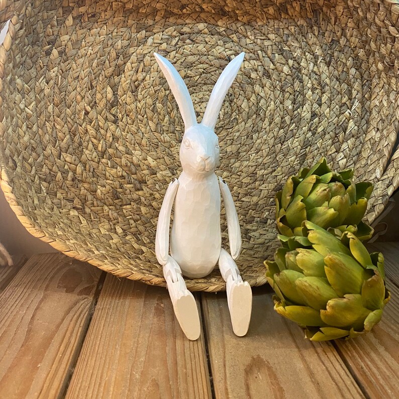 White Rabbit Sculpture Ideal Cute Nursery Gift With Jointed | Etsy UK