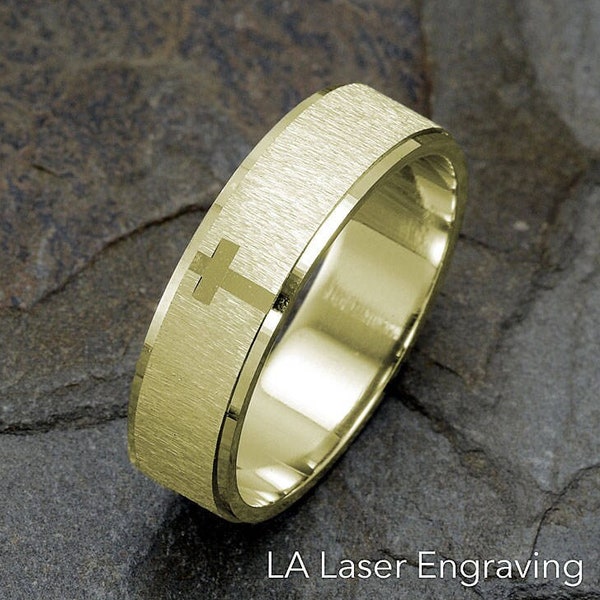Mens Gold Cross Ring - Etsy