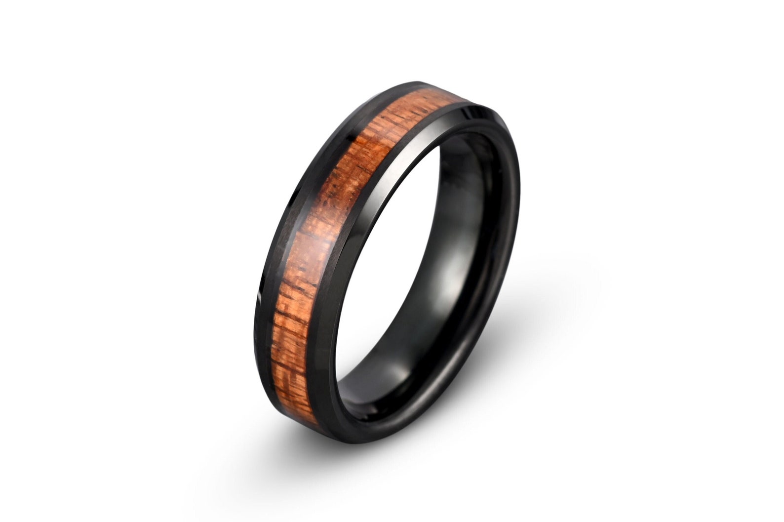 Black Tungsten Wedding Band Wood Inlay Ring Tungsten Wooden | Etsy