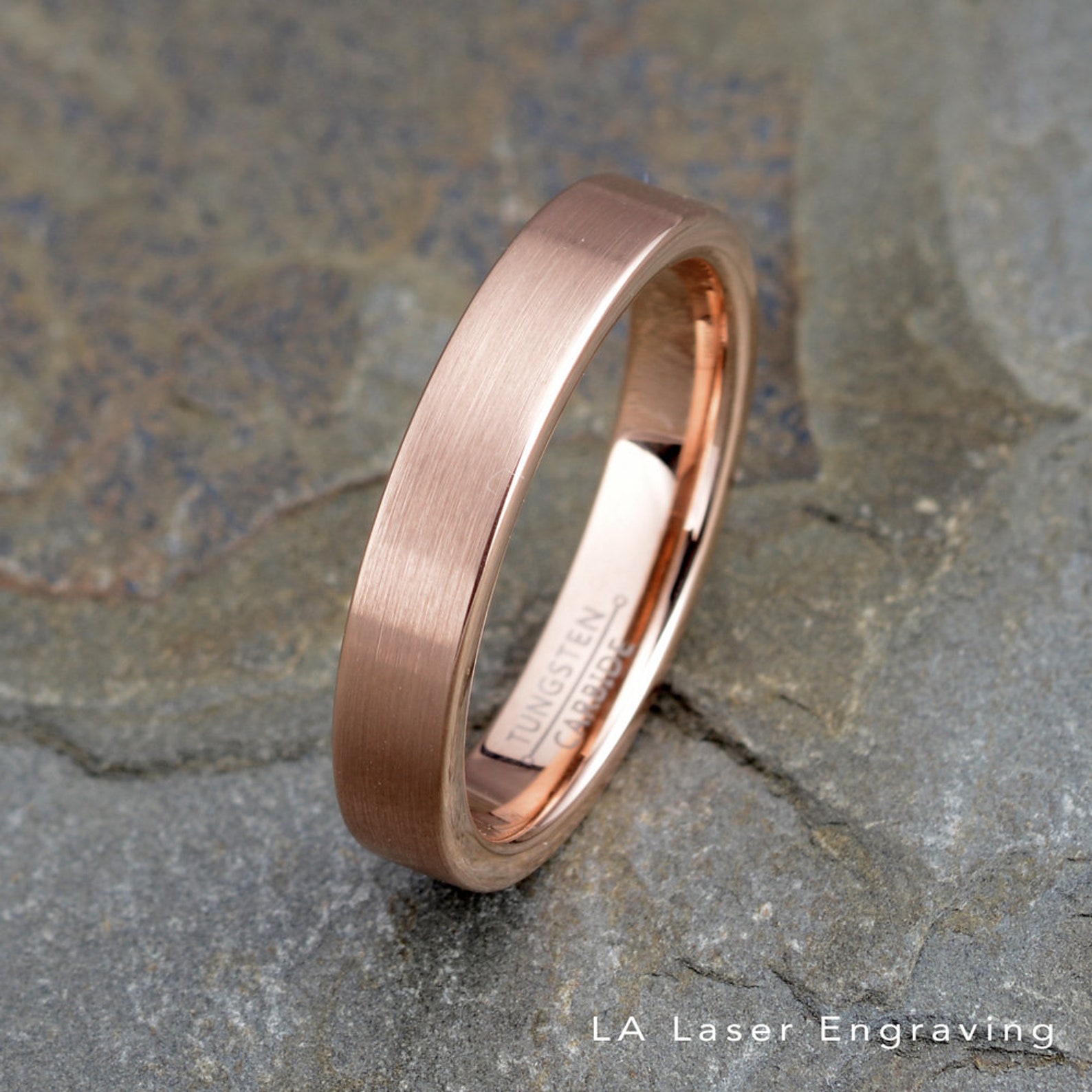Rose Gold Tungsten Mens Wedding Band
