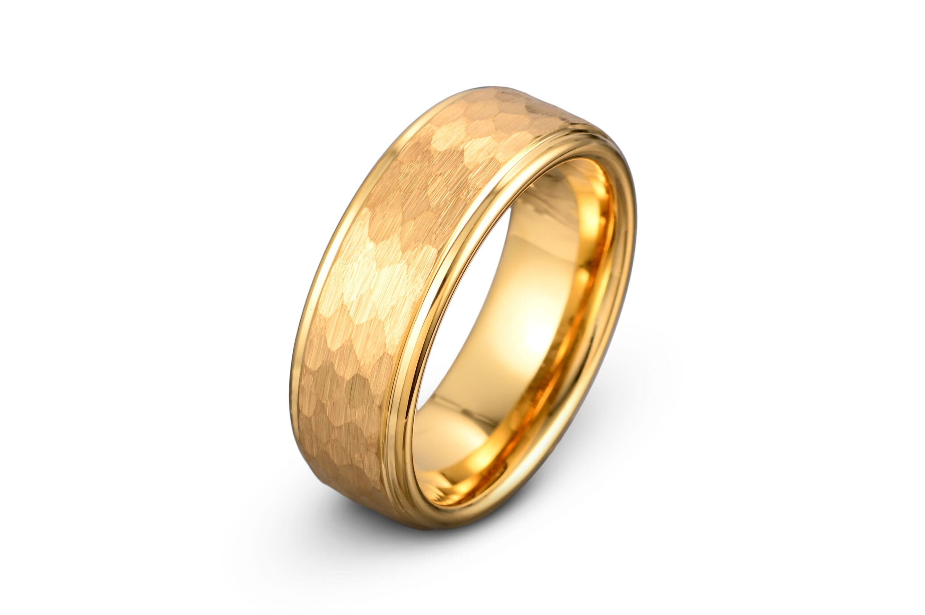 Tungsten and yellow gold mens ring store