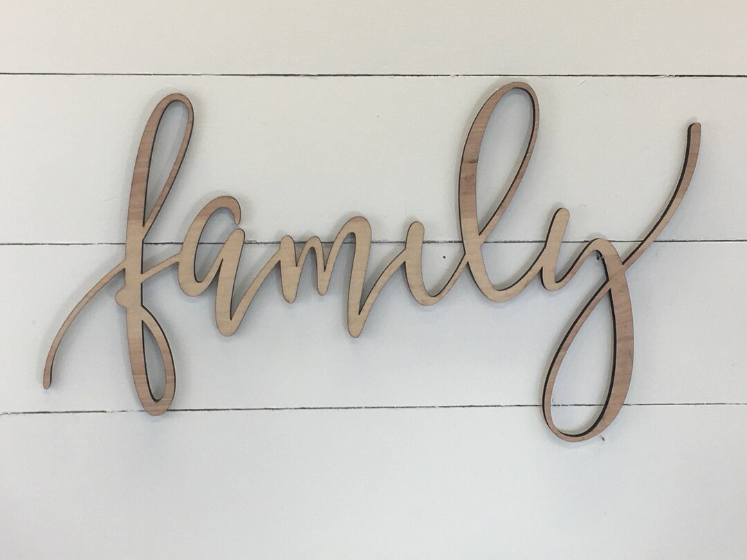 Family Word Cut Out, Laser Cut, Wood Words, Wood Cut Word, Wall Word ...