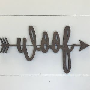Woof Arrow Word Cut Out, Wood Cut Word, Laser Cut, Wood Words, Wall ...