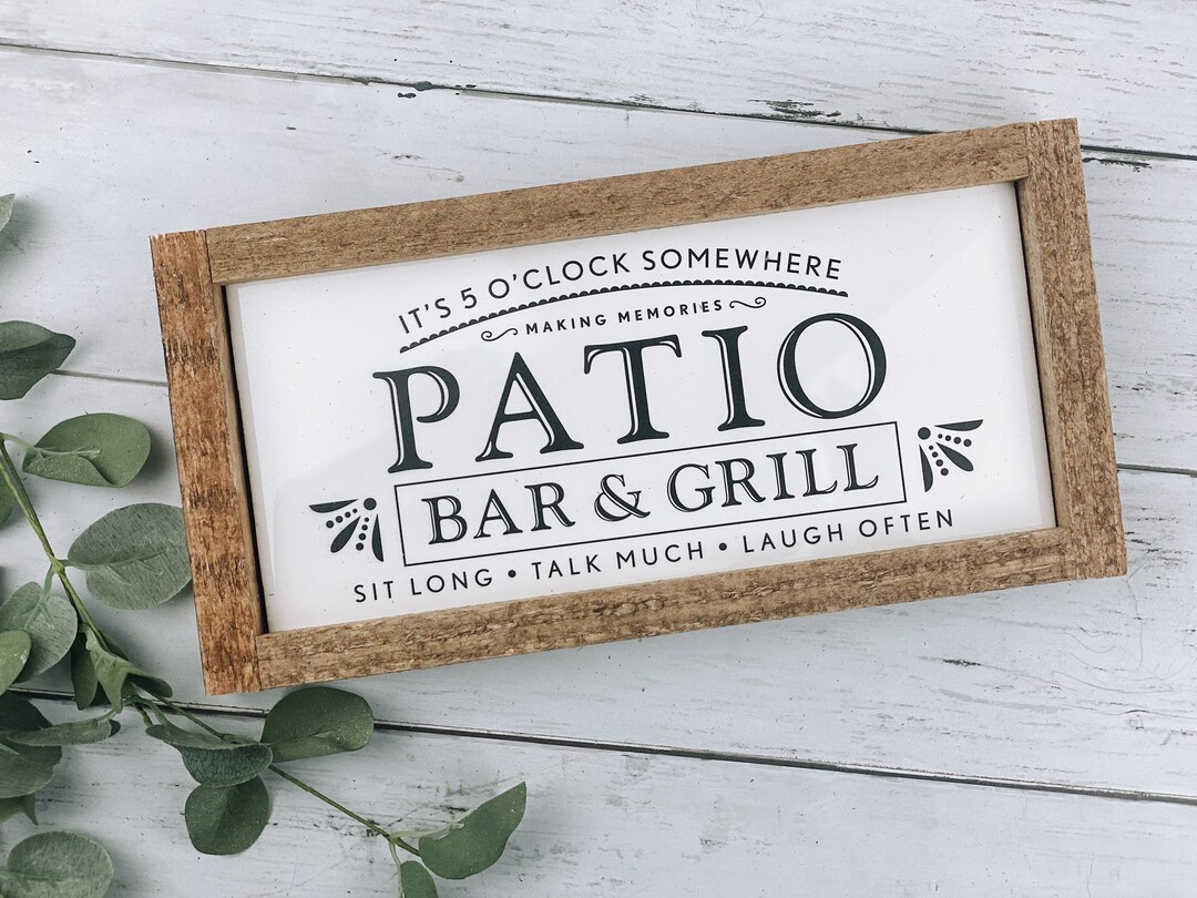 Patio Bar and Grill Subway Tile Sign Wood Sign Reclaimed - Etsy