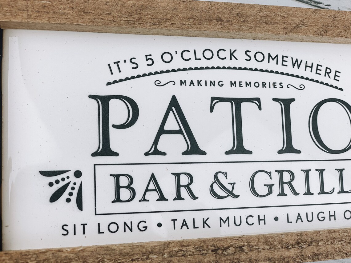 Patio Bar and Grill Subway Tile Sign Wood Sign Reclaimed - Etsy