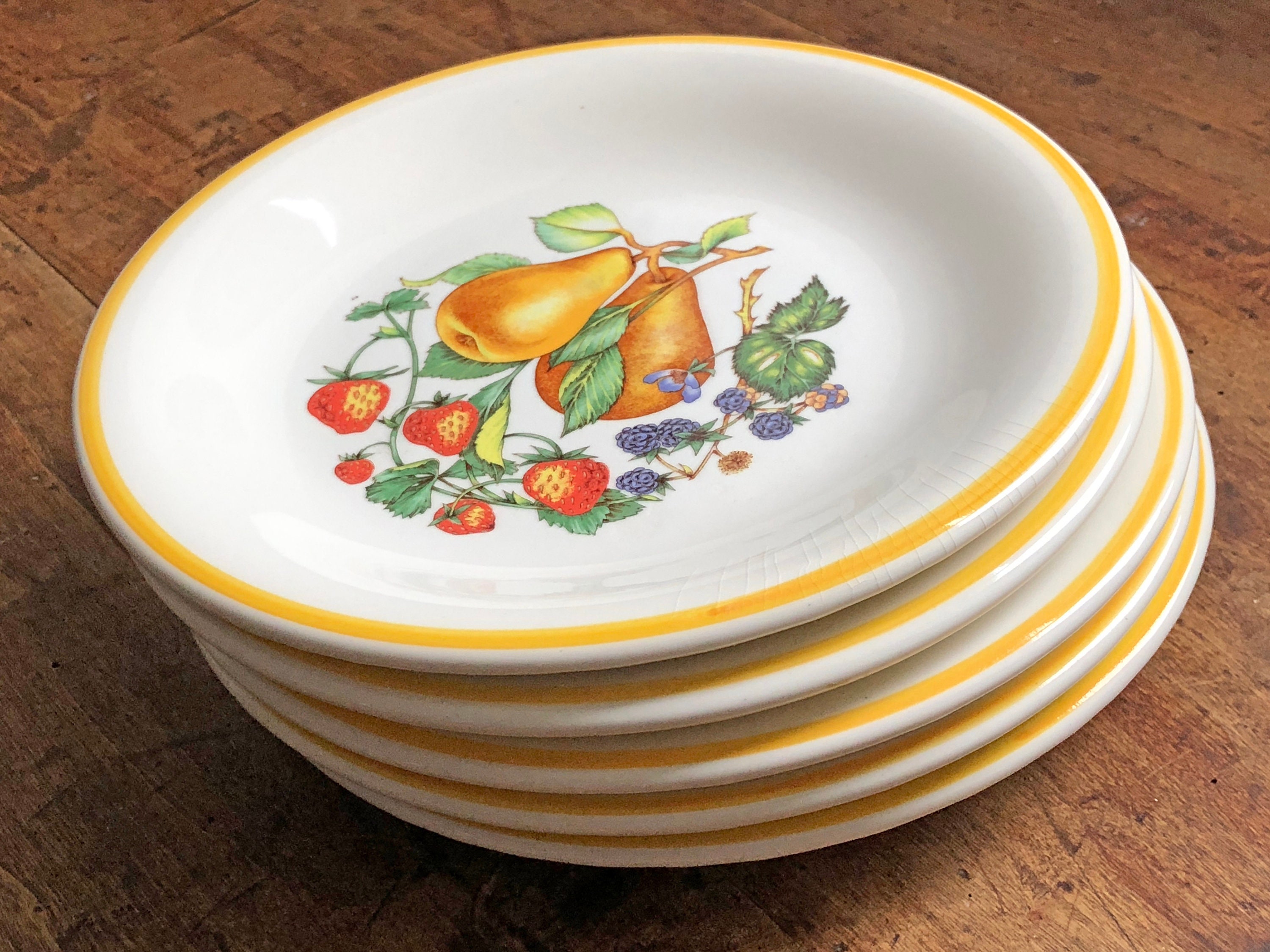 Set of 5 Dessert Plates Italian Ceramics Cottage Chic Rustic Chic Pear ...