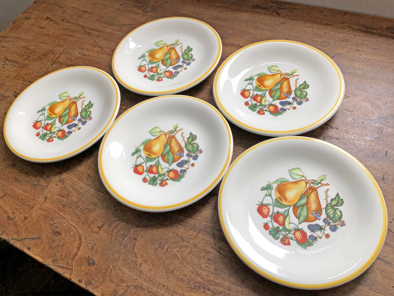 Set of 5 Dessert Plates Italian Ceramics Cottage Chic Rustic Chic Pear ...