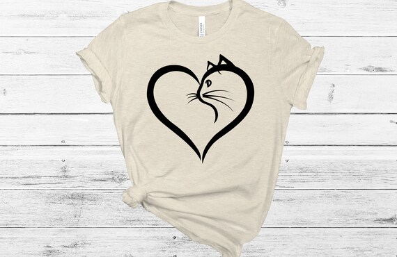 Cat Head Heart Svg Fall Love Kitten Heart SVG Animal Svg - Etsy
