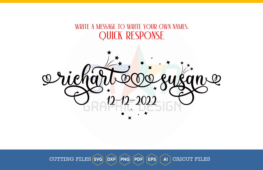 Custom Names Svg | Couple Names With Heart Svg | Wedding Gift Svg ...