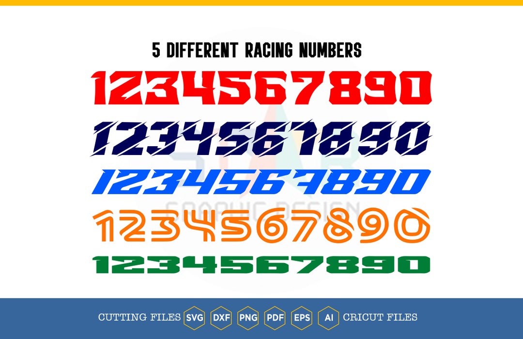 Racing Numbers Svg | Custom Numbers SVG | Font Cuttable Design SVG ...