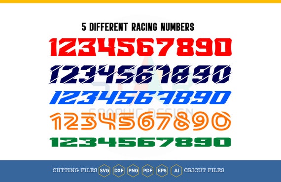 Racing Numbers Svg Custom Numbers SVG Font Cuttable Design | Etsy