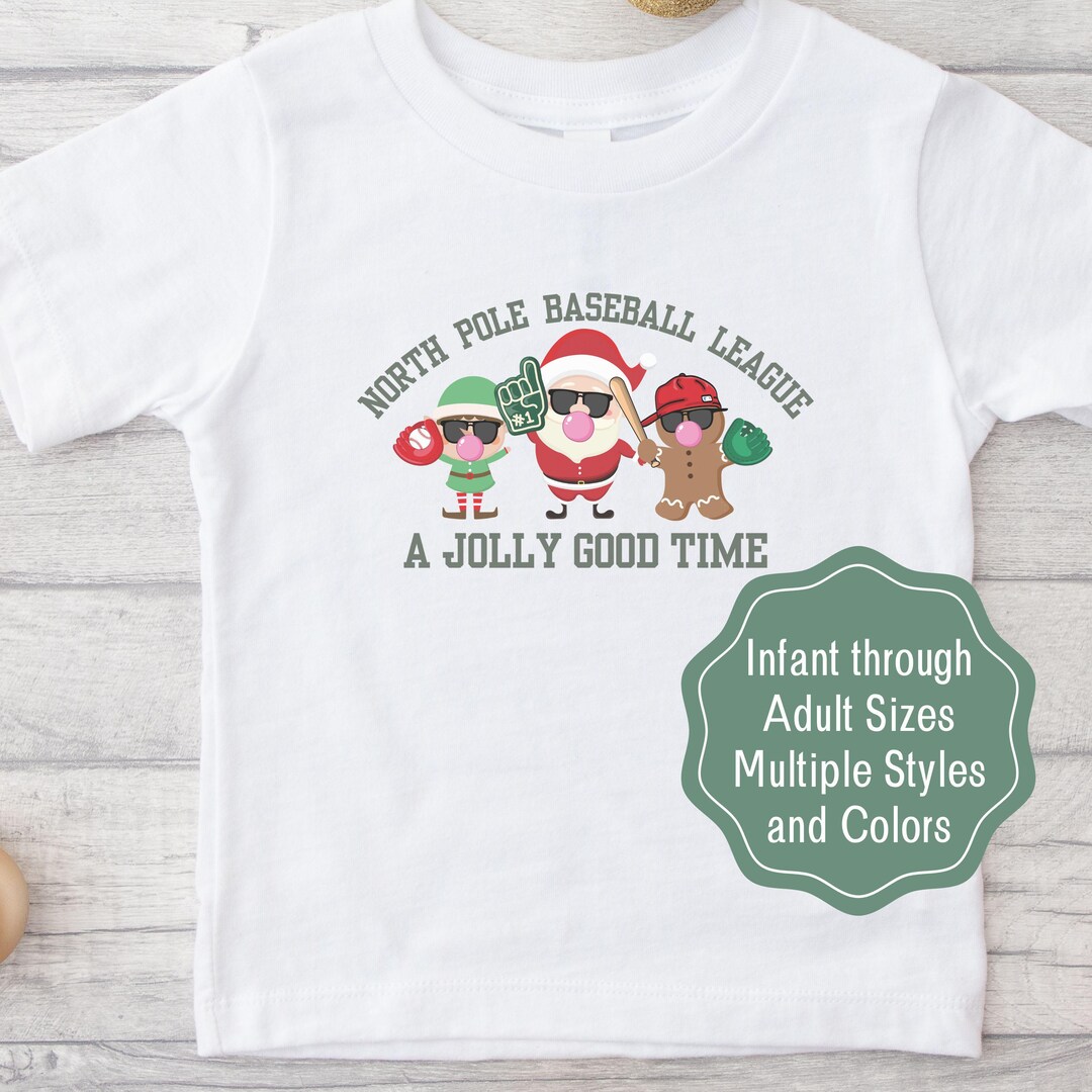 Christmas Baseball Shirt North Pole Baseball League Santa Baseball ...