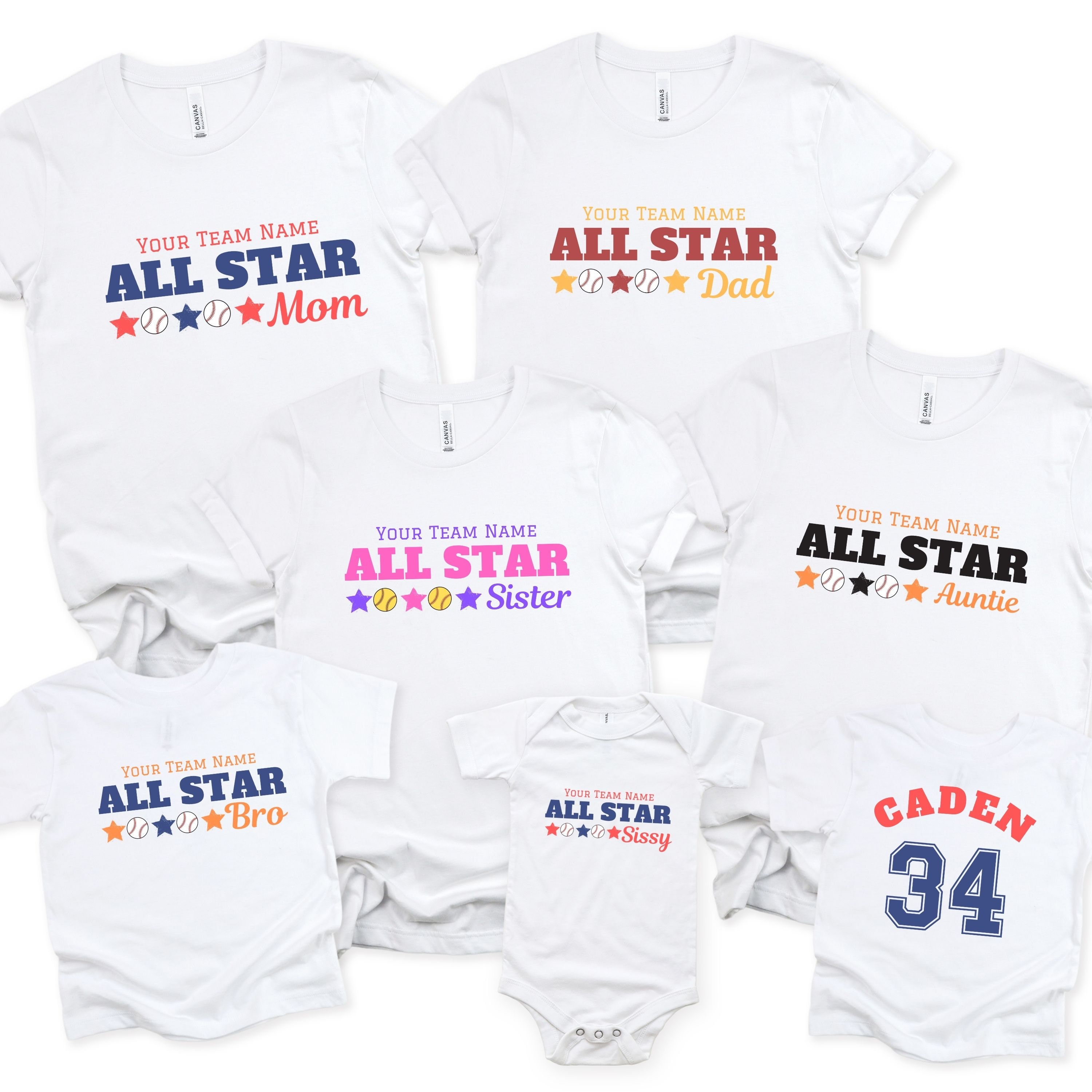 Custom All Star Baseball Team Shirt for Family Personalized All Star ...
