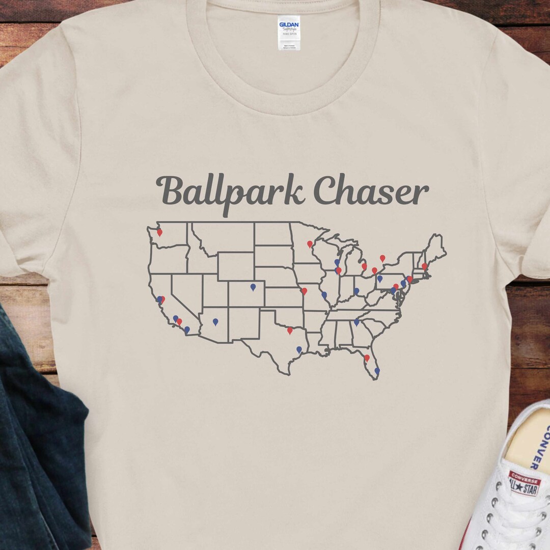 Ballpark Chaser T-shirt for Adult Baseball Shirt With Baseball Stadiums ...