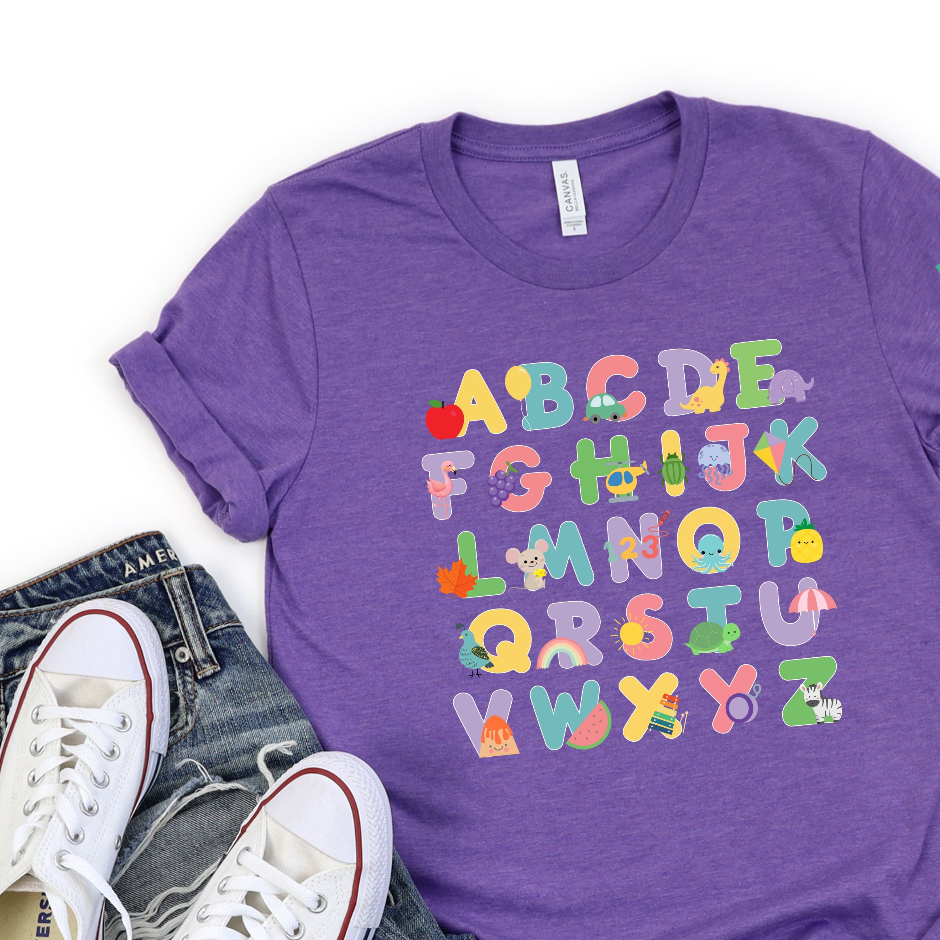 Alphabet Shirt for Teacher Back to School ABC Shirt for Preschool ...