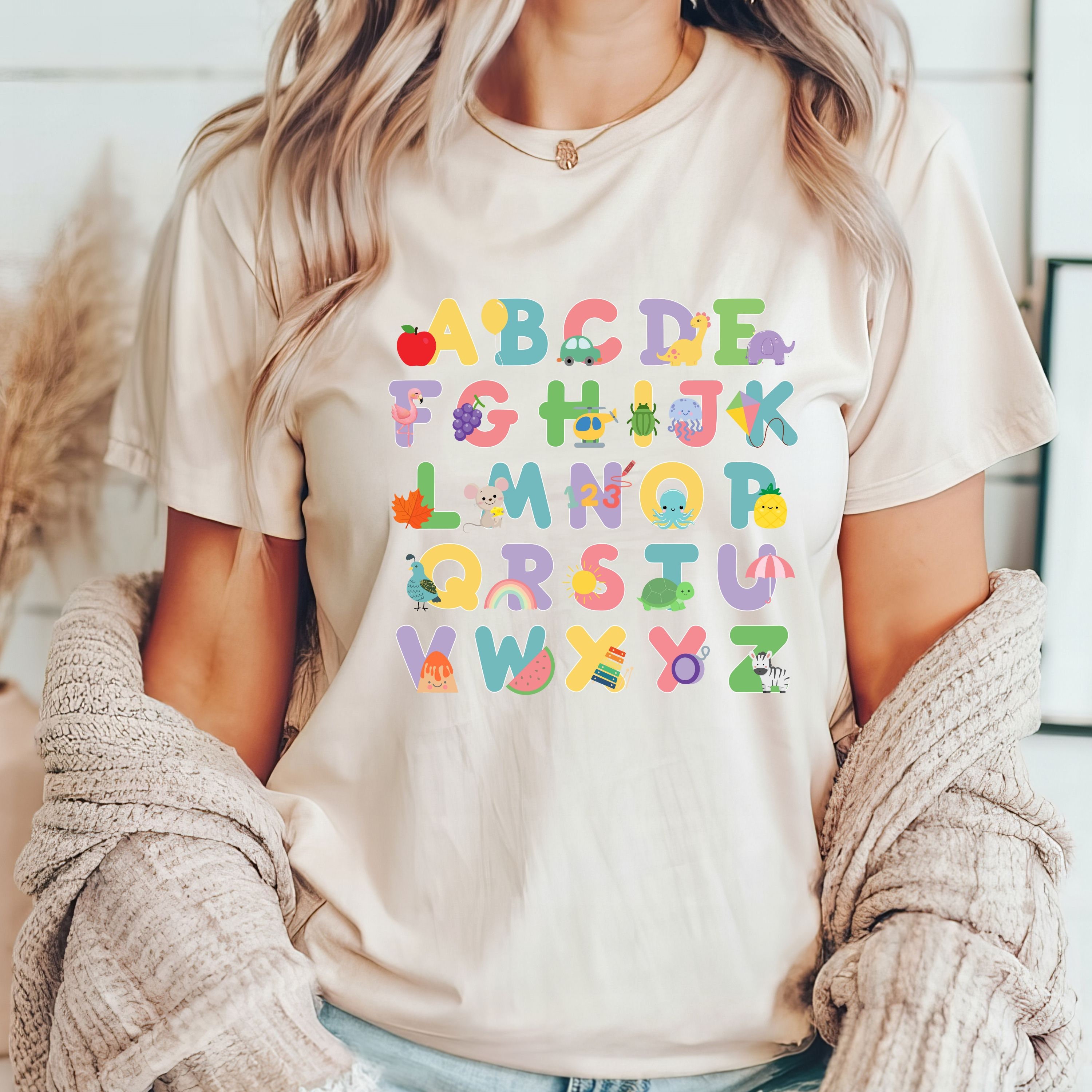 Alphabet Shirt for Teacher Back to School ABC Shirt for Preschool ...