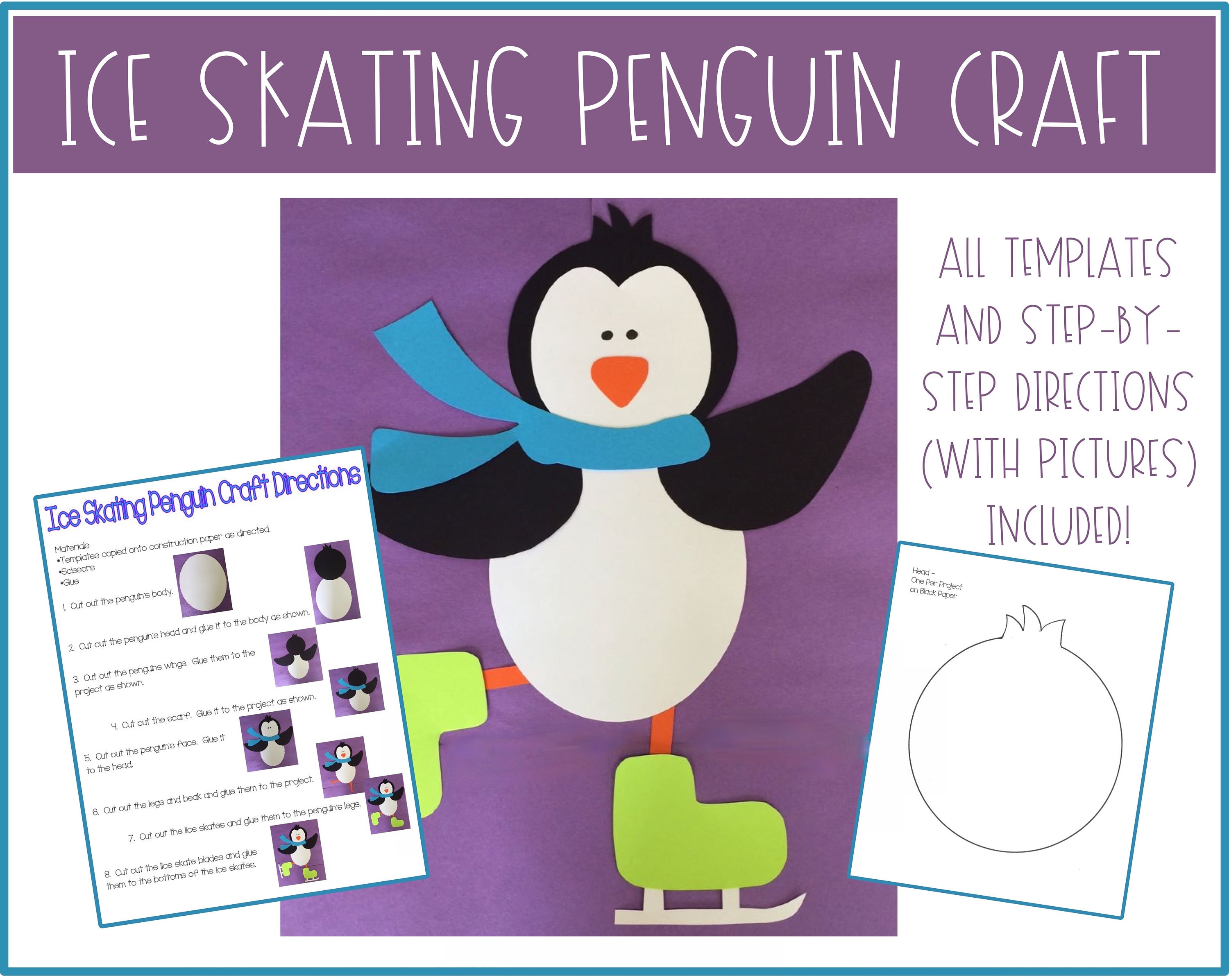 Ice Skating Penguin Craft - Etsy