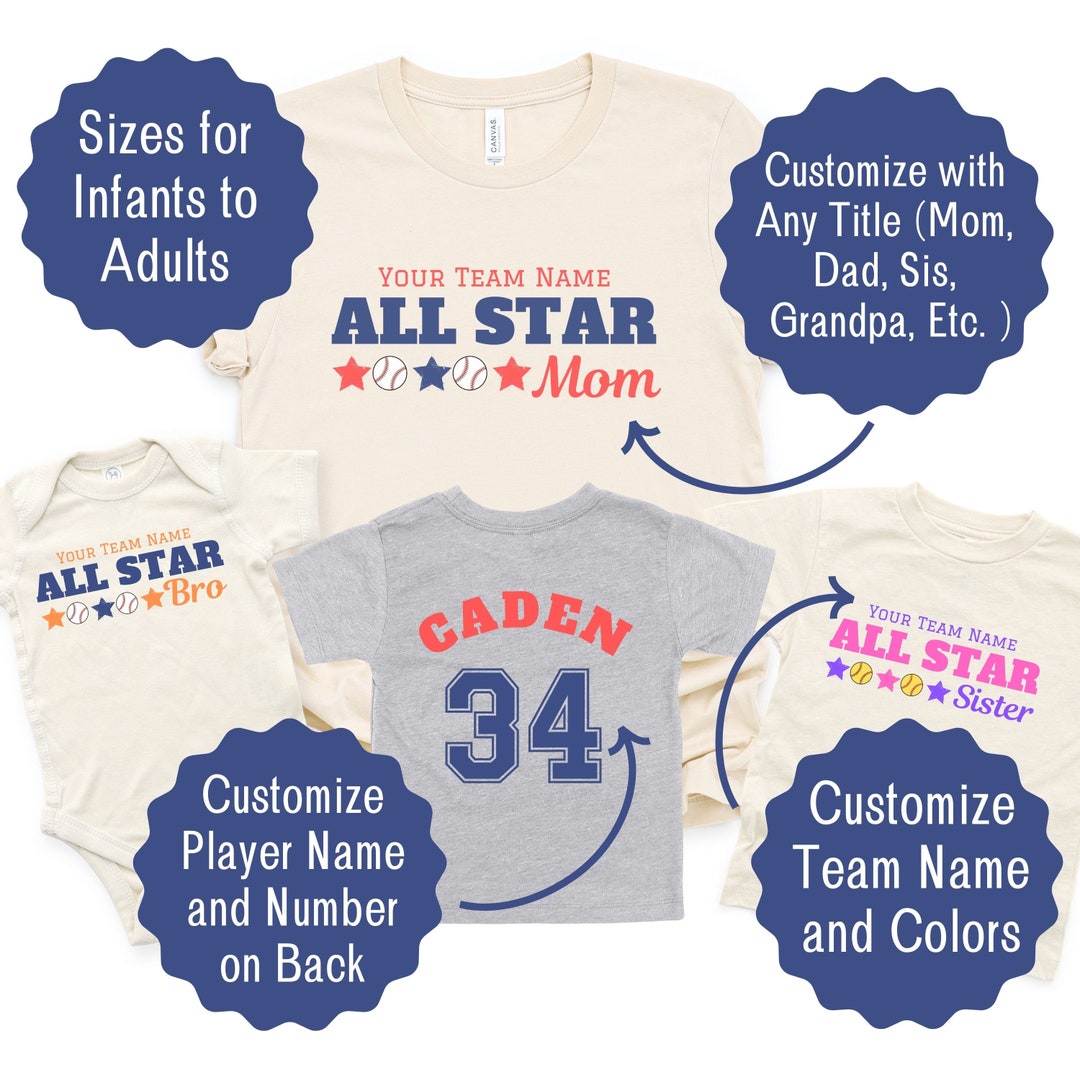 Custom All Star Baseball Team Shirt for Family Personalized All Star ...