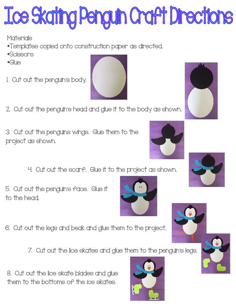 Ice Skating Penguin Craft - Etsy