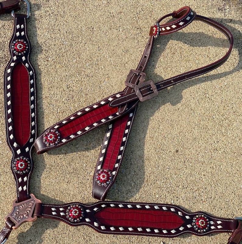 Red Gator Inlay Cob Size Tack Set - Etsy